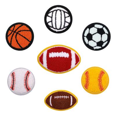 China Sports Style Chenille Embroidery Patch Basketball Football Patches School Badges for sale