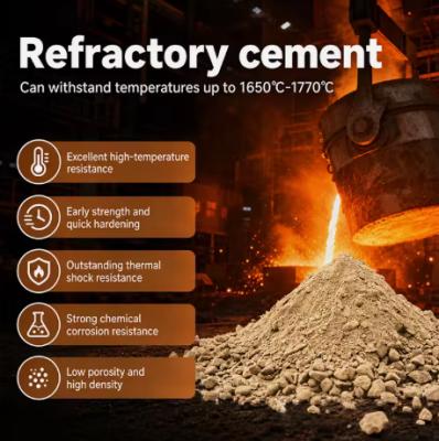 China Refractory Cement Manufacturer High Alumina Cement 1800C Refractory Mortar Cement For Cement Kiln Plant for sale