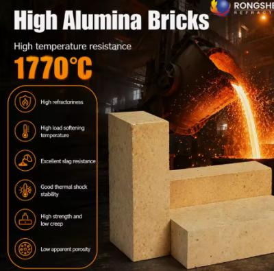 China Rongsheng High Temperature High Alumina Brick LZ-55 LZ-65 LZ-75 Firebrick 1770C Heavy-Duty Refractory Bricks For Kiln Furnace for sale