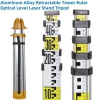China Aluminum Alloy Retractable Tower Ruler Optical Level Laser Stand Tripod For Automatic Optical Level/360 Level Measuring Tool for sale