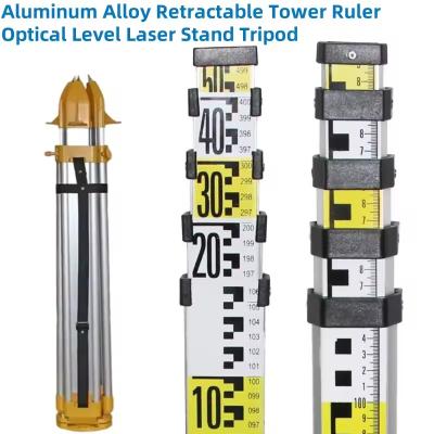 China Aluminum Alloy Retractable Tower Ruler Optical Level Laser Stand Tripod For Automatic Optical Level/360 Level Measuring Tool for sale
