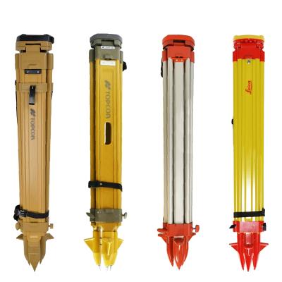 China Aluminium alloy solid wood tripod total station engineering surveying impact-resistant telescopic support for sale