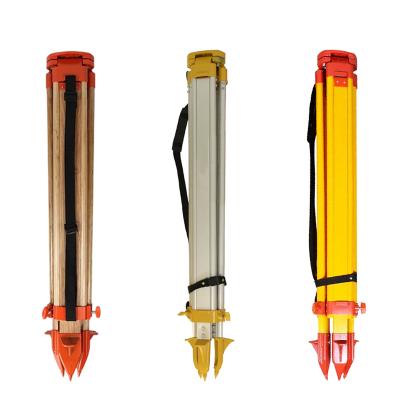 China Aluminium alloy solid wood tripod with spirit level, engineering surveying instrument, impact-resistant telescopic support for sale