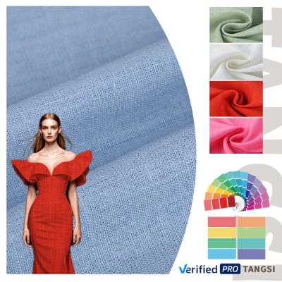 China Custom Slub Textured Linen Viscose Fabric 30% Linen 70% Viscose Medium Weight Woven Material for Women's Clothing for sale