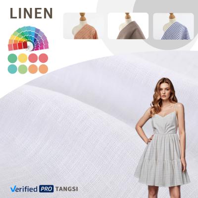 China TANGSILK 100% Linen Woven Fabric TS-L101721 White for Clothing and Home Textiles for sale