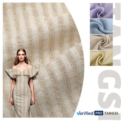 China Heavyweight 100% Linen Yarn-Dyed Fabric with Custom Patterns for Garment and Home Textile Applications for sale