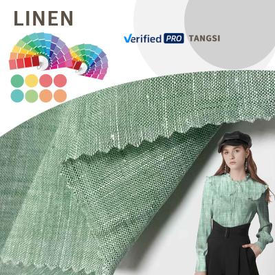 China 100% Linen Fabric TS-L1021YD-1 - 110 GSM Weight, 53/54 Inch Width for Clothing Manufacturing for sale