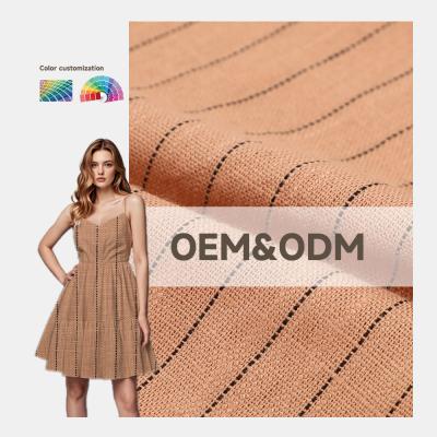 China Linen Slub Yarn Dyed Fabric 30% Linen 70% Rayon Woven Custom Textile for Skirts Shirts and Home Decor for sale