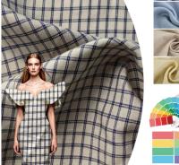 China French Eco-friendly Flax Fabrics Check Yarn Dyed 60% Linen 40% Cotton Middle Weight Fabric for Shirts and Clothing for sale