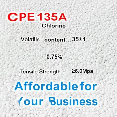 China CPE 135A Chlorinated Polyethylene PVC Impact Modifier Chlorine 35% Tensile 6.0Mpa for sale