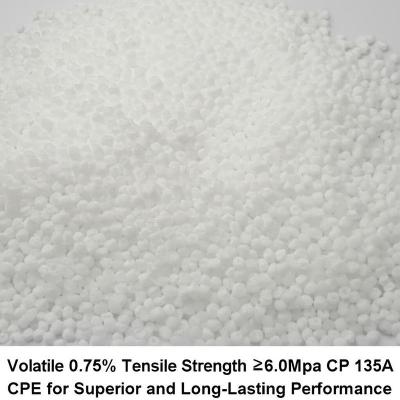 China CPE 135A PVC Impact Modifier White Powder 0.75% Volatile ≥6.0MPa Tensile Strength for sale