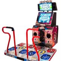 China Colorful Park 2-Seater Coin Operated Dance Game Machine 167x60x125cm with LED Lighting for sale