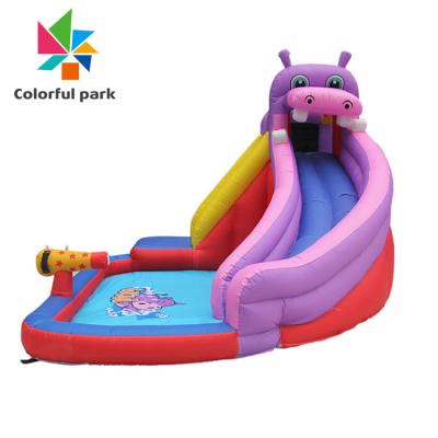 China Commercial Inflatable Water Slide Pool for Park 0.55mm PVC Tarpaulin CE Certified for sale