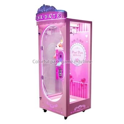 China 81 cm Colorful Park Indoor Coin Operated Pink Claw Crane Machine for Game Room Mall 150kg for sale