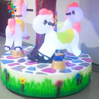 China Customized Fiberglass Carousel Mini Merry Go Round 3 Players 120kg Capacity Coin Operated Game Machine for sale
