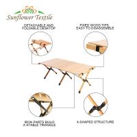 China Wood Portable Folding Camping Table Egg Roll For Picnic Detachable for sale