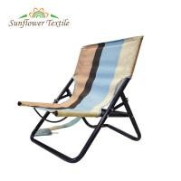 China Black Folding Beach Chair 55.5x44.5x48cm Steel Pipe Low Beach Chair with Stripe for sale