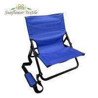 China Black Folding Beach Chair 55.5x44.5x48cm Steel Pipe Low Beach Chair with Stripe for sale