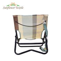 China Black Folding Beach Chair 55.5x44.5x48cm Steel Pipe Low Beach Chair with Stripe for sale