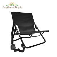 China Black Folding Beach Chair 55.5x44.5x48cm Steel Pipe Low Beach Chair with Stripe for sale