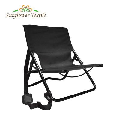 China Black Folding Beach Chair 55.5x44.5x48cm Steel Pipe Low Beach Chair with Stripe for sale