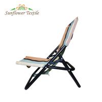 China Black Folding Beach Chair 55.5x44.5x48cm Steel Pipe Low Beach Chair with Stripe for sale