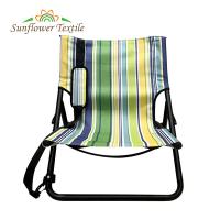 China Black Folding Beach Chair 55.5x44.5x48cm Steel Pipe Low Beach Chair with Stripe for sale