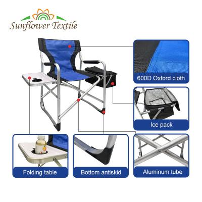 China Outdoor Folding Aluminum Director Chair With Side Cooler Bag for sale