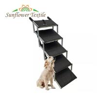 China Folding Portable Aluminum Dog Stairs 5 Steps 200 lbs Capacity Pet Ramp for Car SUV for sale