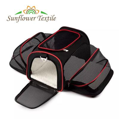 China 46x28x26cm Expandable Soft Foldable Dog Carrier Oxford Cloth Airline Approved Pet Travel Bag for sale