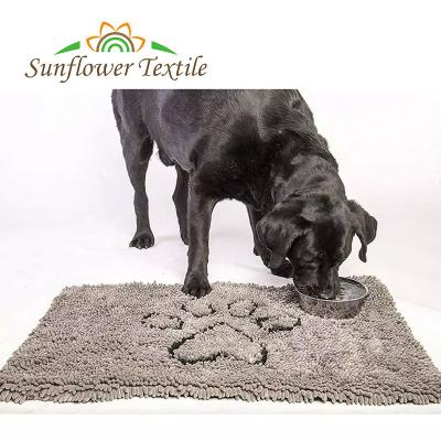 China Customized Non-Slip Chenille Dog Mat 1860GSM Super Absorbent Machine Washable Pet Bed for sale