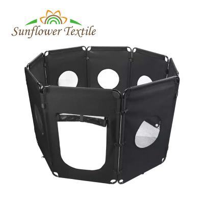 China 600D Oxford Folding Pet Playpen 8 Mesh Windows Portable Dog Fence 6mm Iron Frame for sale