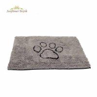 China Microfiber Chenille Pet Placemat for Sloppy Dogs 60x40cm Non-Slip TPR Backing for sale