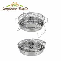 China 30x20cm Stainless Steel Barbecue Charcoal Grill Round Mini Folding for sale