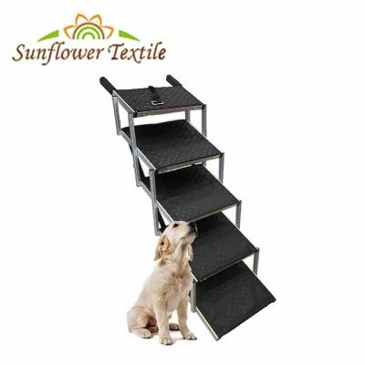 China Aluminum Folding Pet Dog Ramp Stairs for Car 5 Steps 150-200 lbs Lightweight Portable for sale