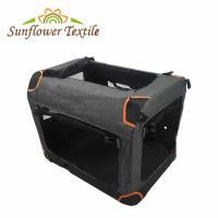 China Soft Fabric Dog Crate Outdoor Pet Travel Crate with 3 Mesh Windows and Hardwood Base for sale