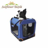 China Soft Fabric Dog Crate Outdoor Pet Travel Crate with 3 Mesh Windows and Hardwood Base for sale