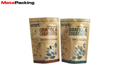 China Brown Kraft Paper Food Bags Package 0.12mm Thickness With Zipper / Window for sale