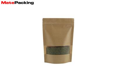 China Custom Printing Reusable Kraft Paper Food Bags Zip Lock Stand Up Pouch With Clear Window for sale