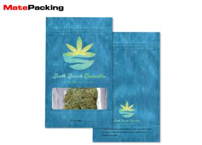 China Three Side Sealed Foil Zipper Pouches Reseal For Tobacco Leaf With Window for sale