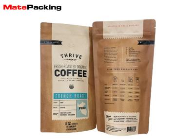China Brown Kraft Paper Kraft Paper Stand Up Pouch , Stand Up Coffee Pouches With Window for sale