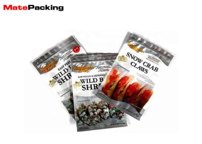China Frozen Sea Food Heat Seal Foil Pouches , Silver Ziplock Foil Bag Pouches for sale