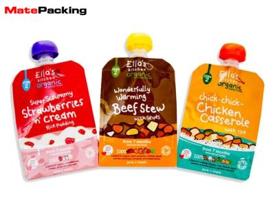 China BPA Free Liquid Spout Bag , Custom Print Stand Up Spout Baby Food Pouches for sale