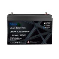 China MaxLi 12V 100Ah lithium battery smart LiFePO4 Battery for RV/Marine/Automative vehicles with built-in bluetooth for sale