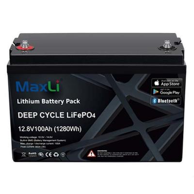 China MaxLi 12V 100Ah Smart Lithium Battery Built In Bluetooth For RV / Marine Vehicles for sale