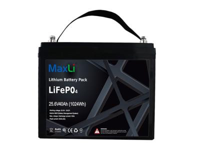 China Bluetooth 1024Wh 24V 40Ah Lithium Iron Phosphate Battery M8 bolt for sale