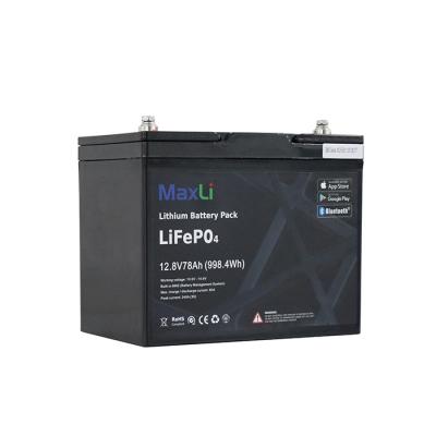 China Bluetooth IP65 78Ah 12.8V Lithium Ion Deep Cycle Marine Battery for sale