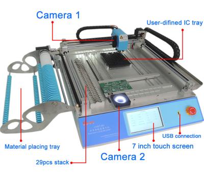 China CHMT 48V Benchtop SMT Pick and Place Machine with Vision and Mark 2 for PCB Assembly for sale