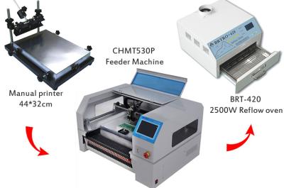 China Desktop SMT Production Line Solder Paste Screen Printer CHMT530P Pick and Place Machine Reflow Oven BRT-420 220V for sale