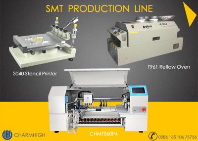 China CHMT560P4 SMT Pick and Place Machine 60 Feeders 4 Heads with Reflow Oven T961 and Solder Paste Printer 3040 for sale